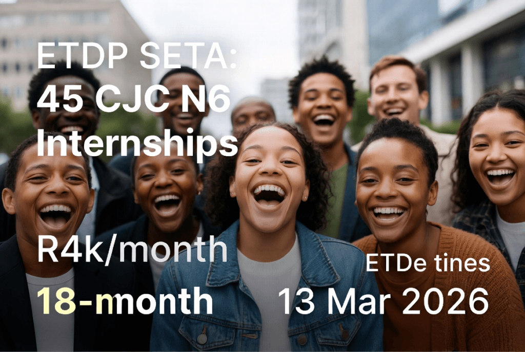 ETDP SETA: 45 CJC N6 internships – R4k/month, 18‑month, 13 Mar 2026 ...